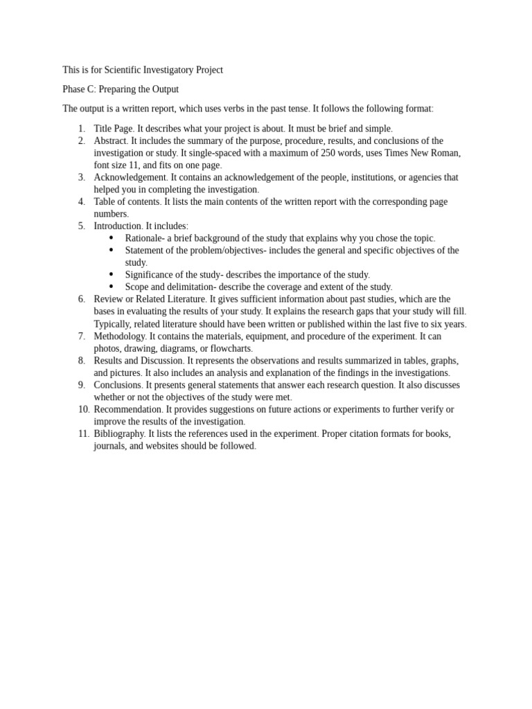 Scientific Investigatory Project Report Guide | PDF