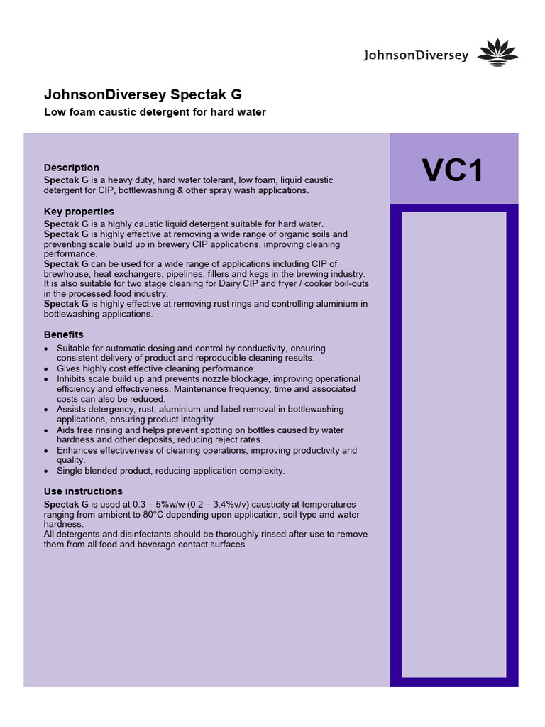 TDS Spectak-G-VC1 - PIS - NaOH | PDF | Water | Corrosion