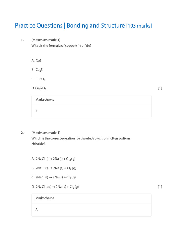 Bonding and Molecular Geometry Practice | PDF | Chemical Bond | Chlorine