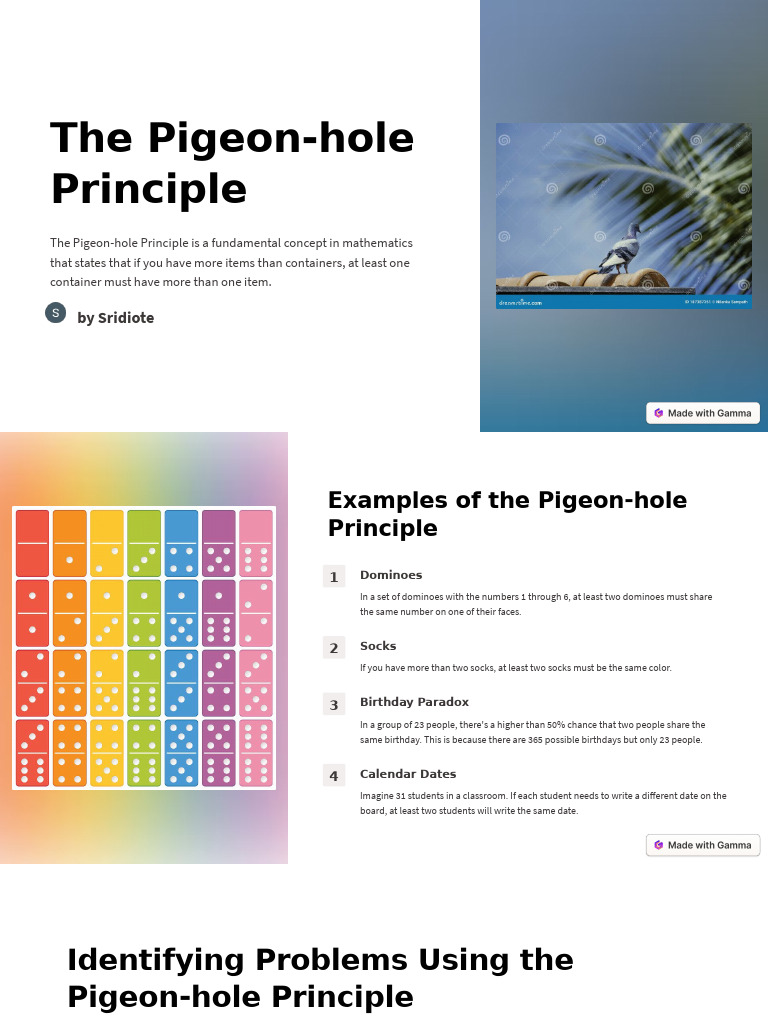 The Pigeon Hole Principle | PDF | Combinatorics | Applied Mathematics