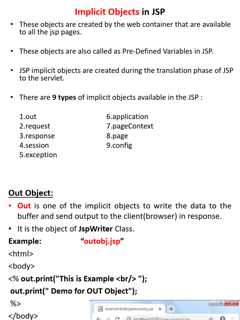 Implicit Objects in JSP | PDF | Scope (Computer Science) | Software Engineering