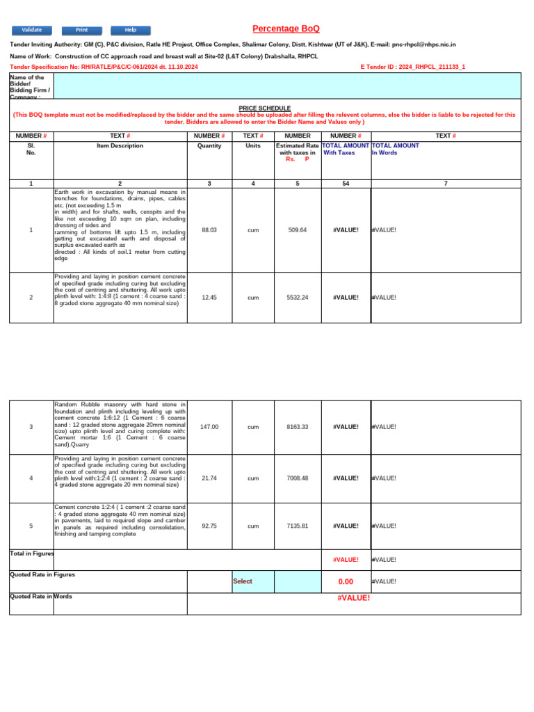 BOQ_231574 | PDF | Concrete | Structural Engineering