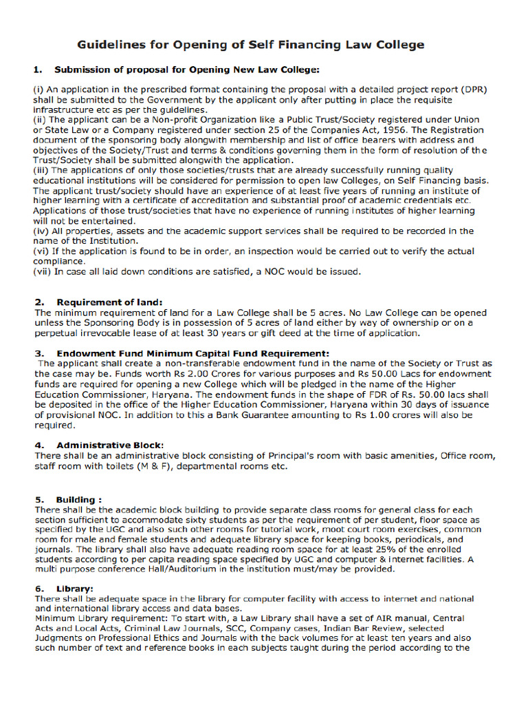 Guidelines For Law College | PDF