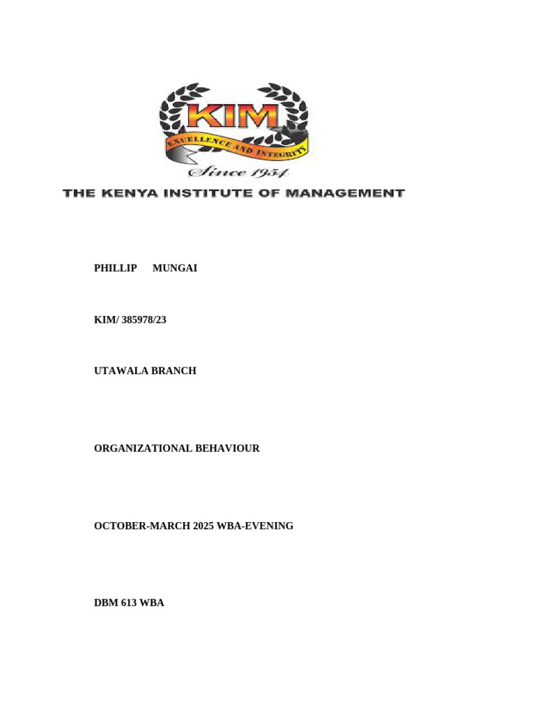 DBM 613 WBA Oct-March 2025 | PDF | Team Building | Behavioural Sciences