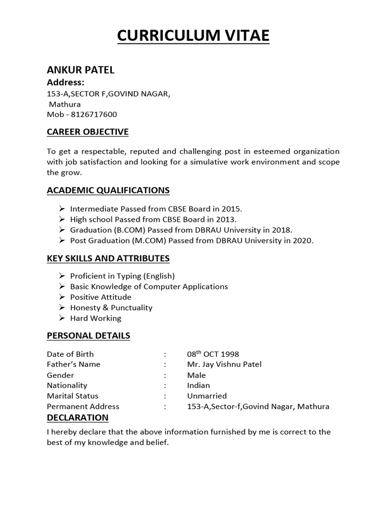 Ankur CV | PDF