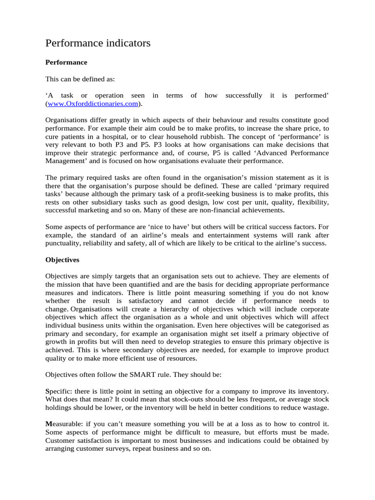 2performance Indicators | PDF | Performance Indicator | Profit (Economics)