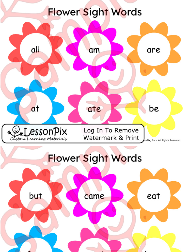 Flower+Sight+Words Material 22943313 | PDF