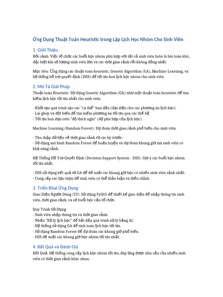 Ung Dung Thuat Toan Heuristic Lap Lich Hoc Nhom | PDF