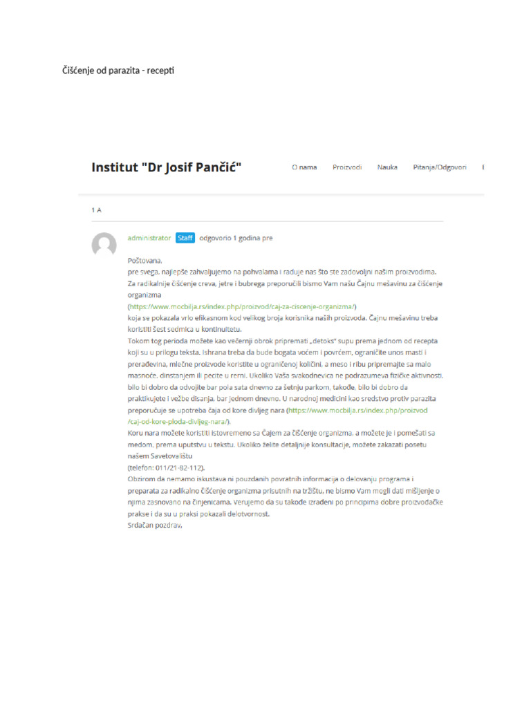 Čišćenje Od Parazita | PDF