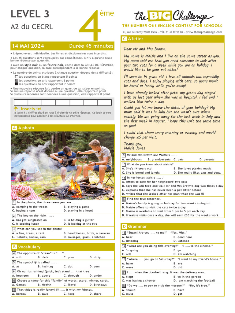 Big challenge FR_4eme | PDF