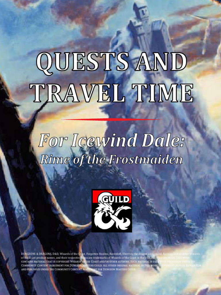 Quests and Travel Time For Icewind Dale Rime of The Frostmaiden | PDF ...