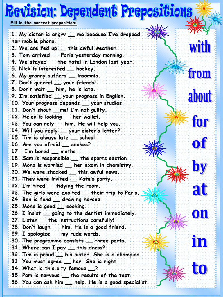 Revision Dependent Prepositions | PDF