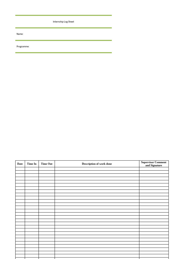 Internship Log Sheet | PDF