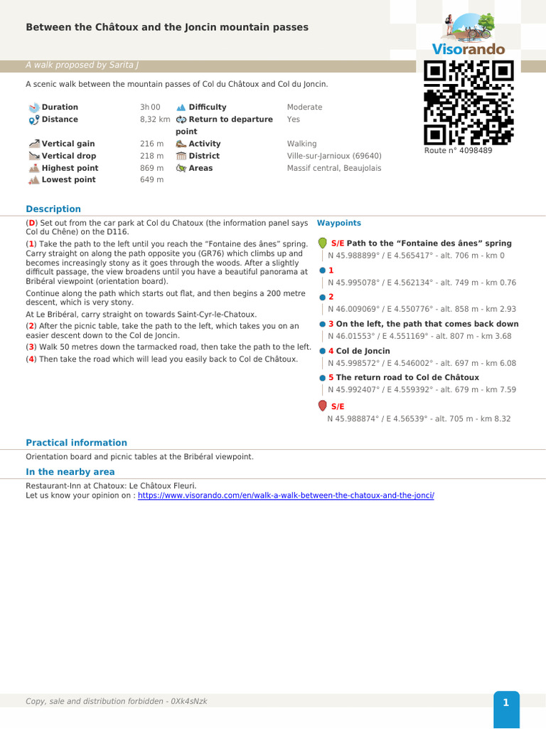 Visorando Between The Chatoux and The Joncin Mountain Passes | PDF ...