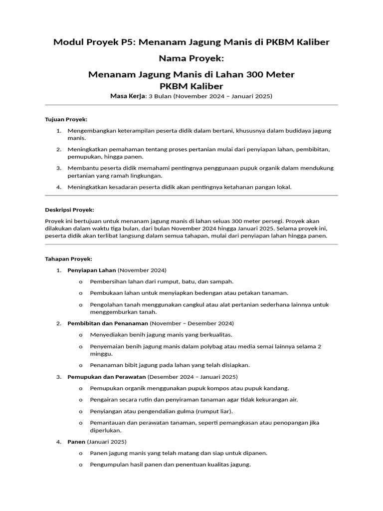 Modul Proyek P5 Menanam Jagung Di PKBM | PDF