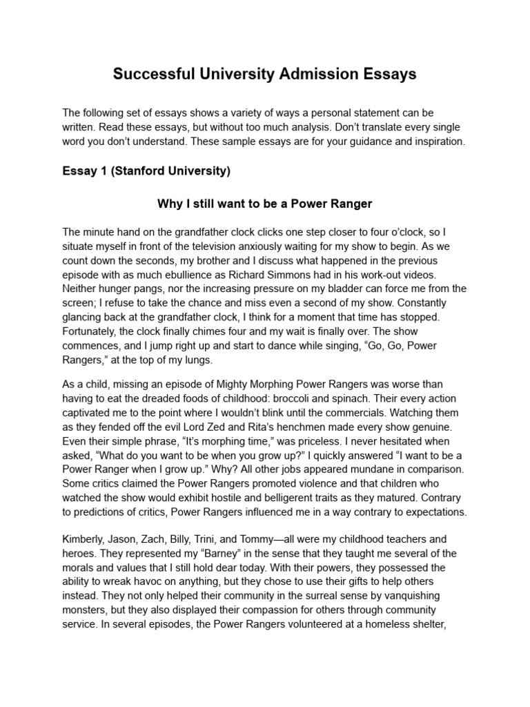 Successful Admission Essays | PDF