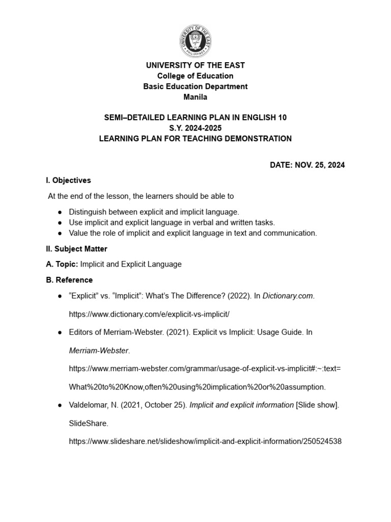 G10LP-Implicit and Explicit Language | PDF | Learning | Information