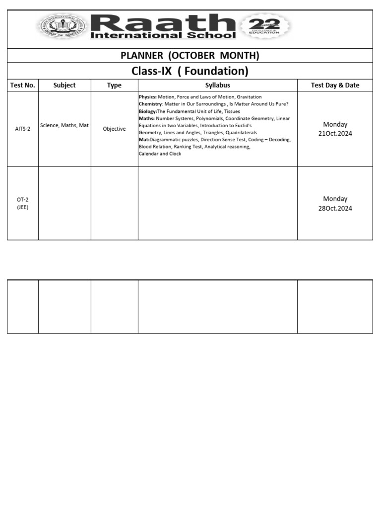 Planner of October IX Oct. | PDF | Geometry | Equations