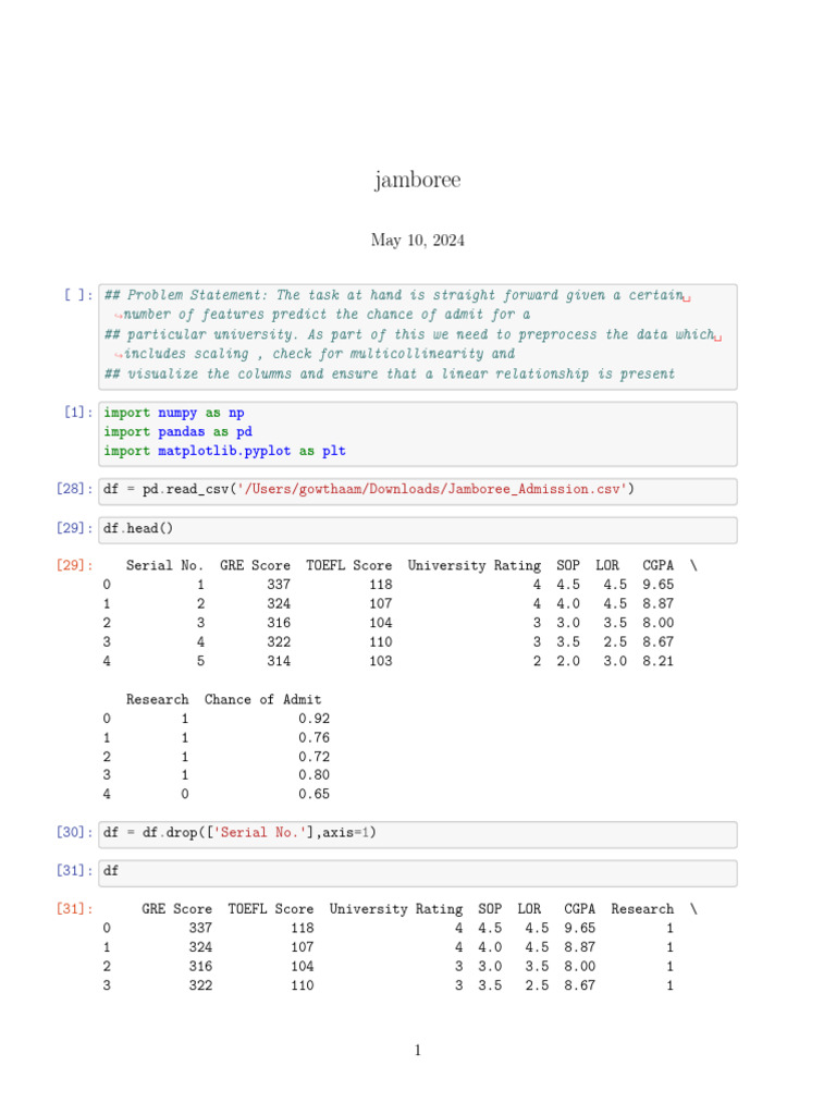 Jamboree | PDF | Coefficient Of Determination | Quartile