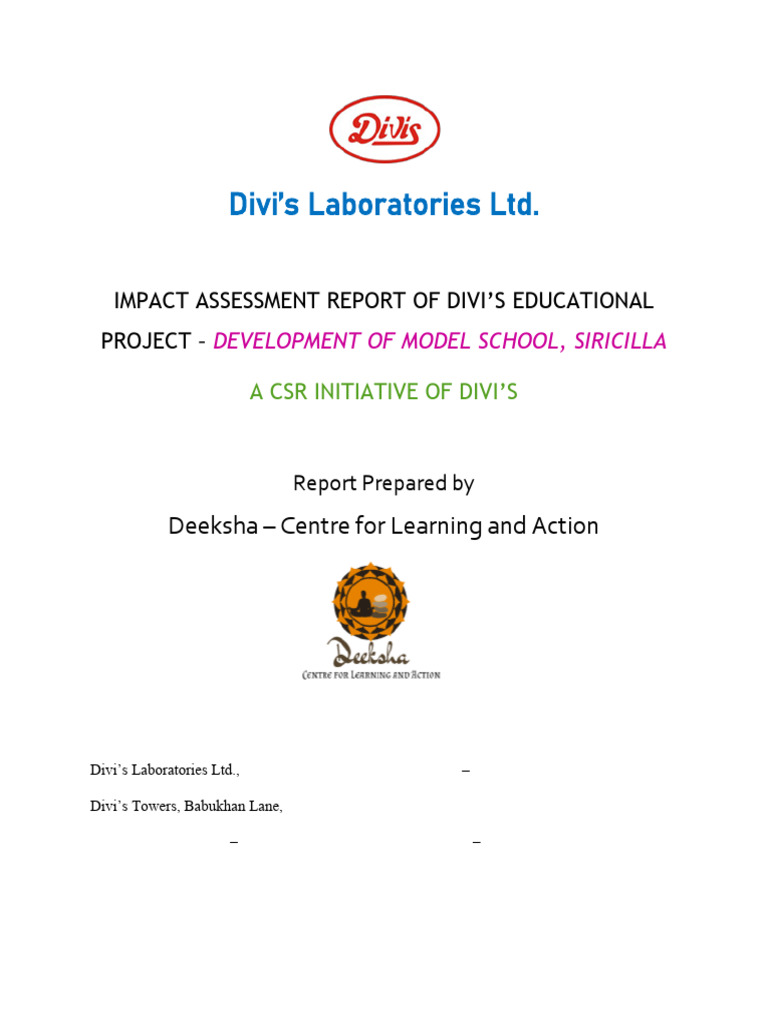Divis Deeksha IA-Report Executive-Summary Siricilla | PDF | Corporate Social Responsibility ...