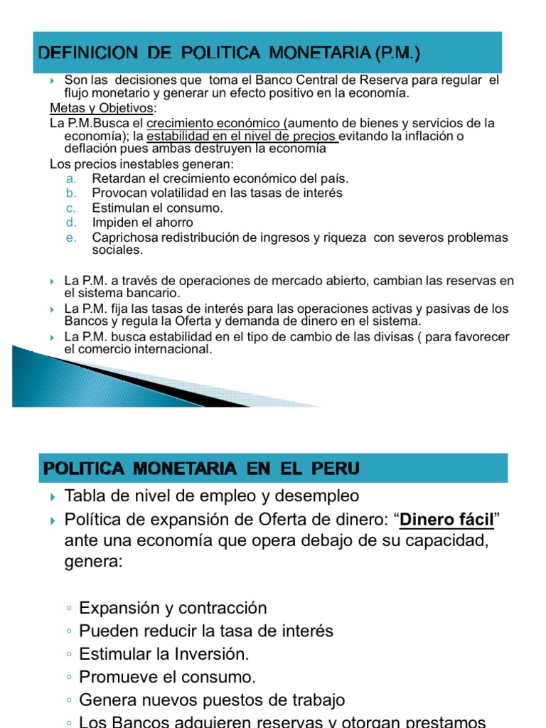Definición de Política Monetaria | PDF | Inflación | La política monetaria