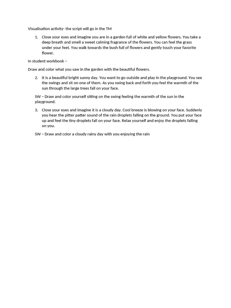 Visualisation Activity-Mindfulness | PDF