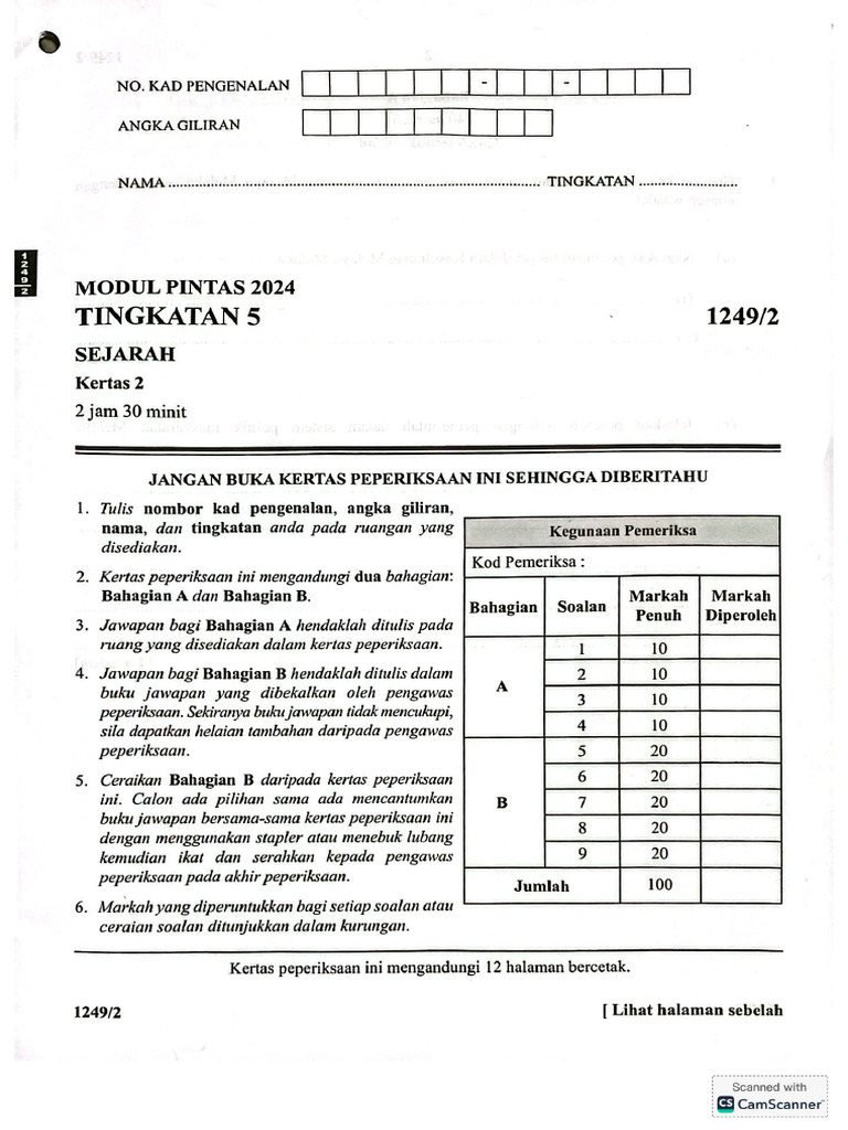 Trial K2 Sejarah SPM 2024 - Selangor SET 2 | PDF