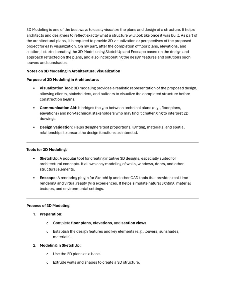 3D Modeling in Architecture Guide | PDF | 3 D Computer Graphics | 3 D Modeling