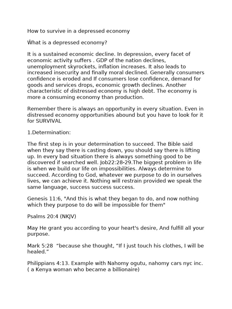 How To Survive in A Depressed Economy | PDF | Risk | Fear