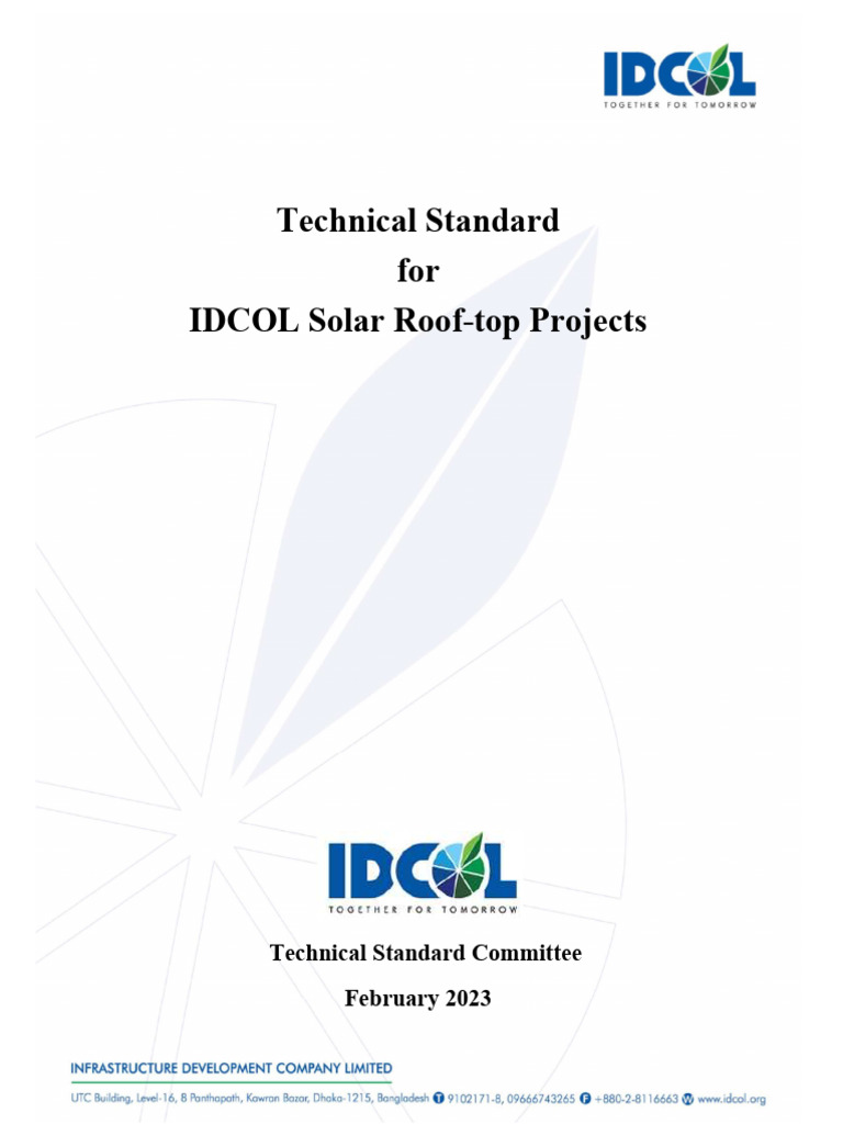 Technical Standard of IDCOL Solar Roof-Top Projects February 2023 | PDF ...