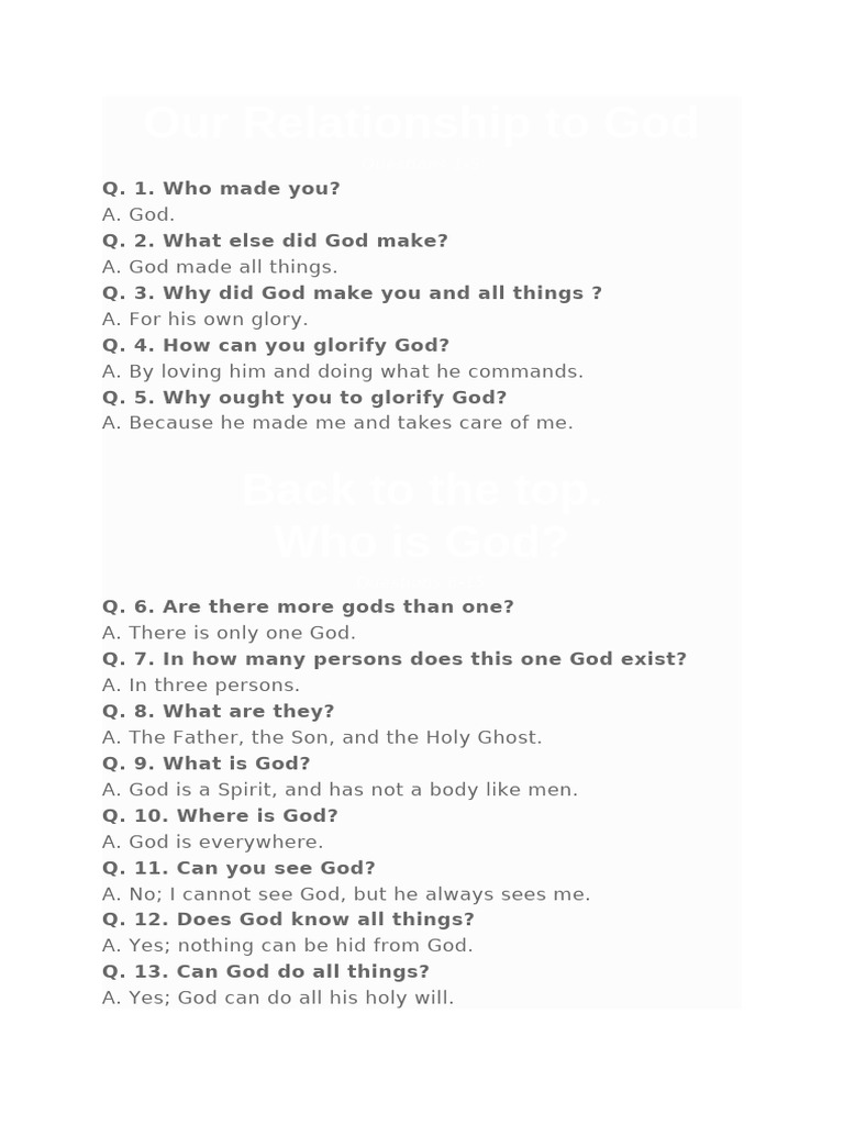 CATECHISM QUIZ TEST 2 | PDF | Adam | Covenant Theology