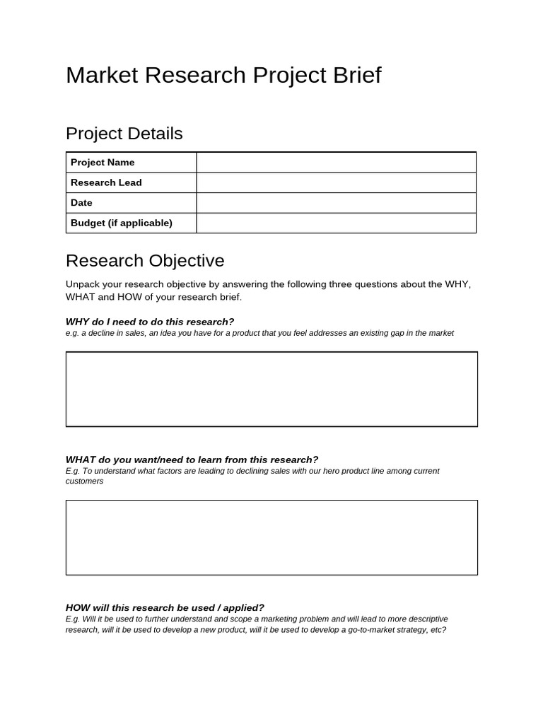 Market Research Project Brief | PDF