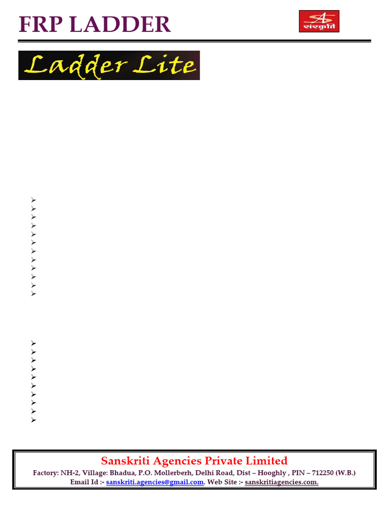 FRP Ladder Product Catalogue | PDF | Building Engineering