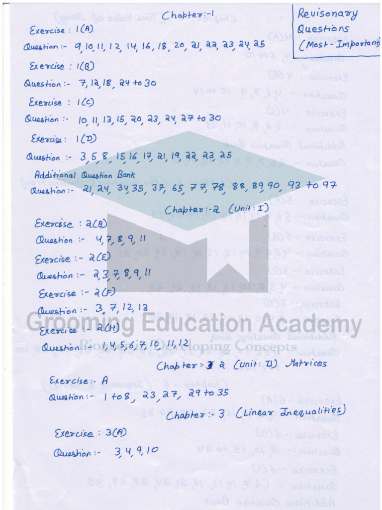 Maths Important Questions | PDF
