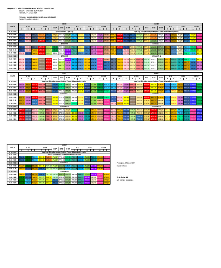 Jadwal Semester Genap TP 2020-2021 Kelas XI | PDF