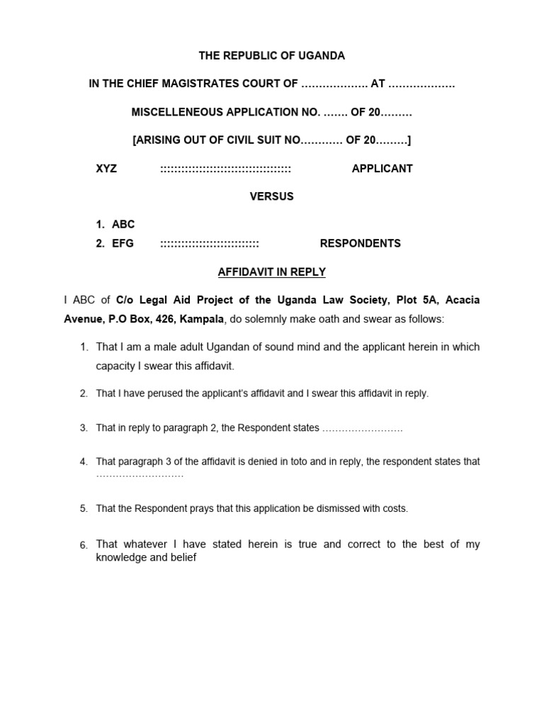 Affidavit in Reply | PDF