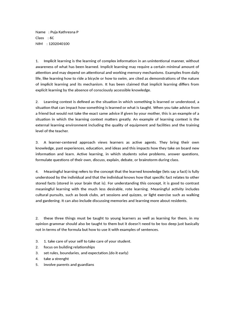 EYL Week4-Puja Kathresna P | PDF | Learning | Knowledge