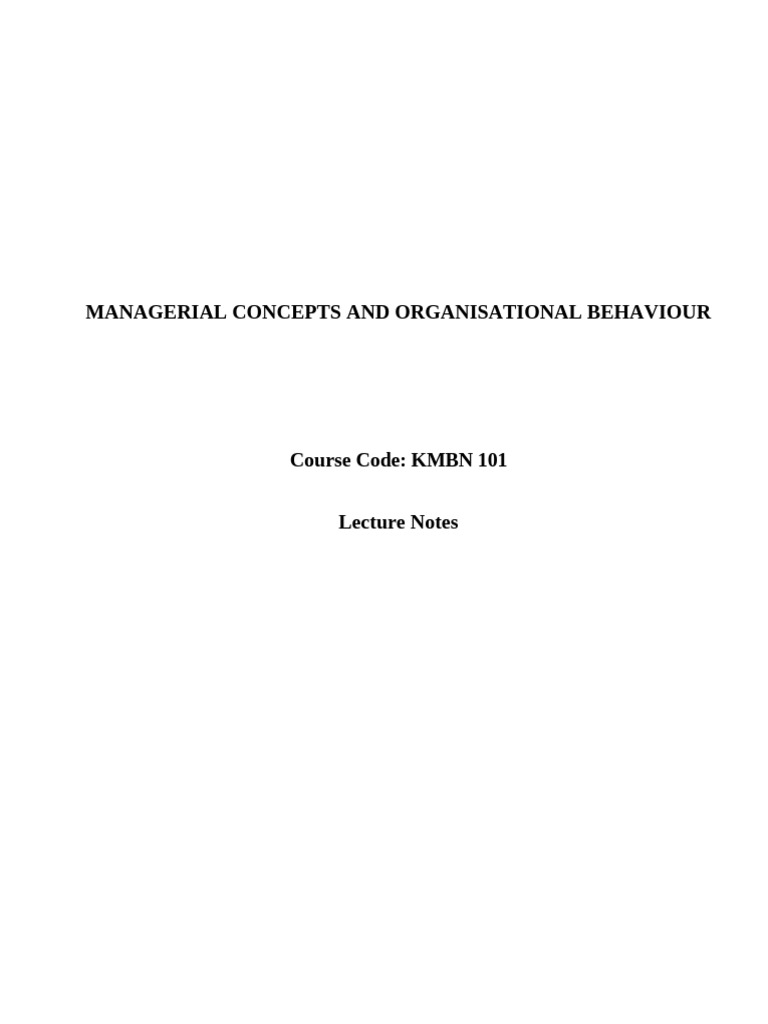 Mcob Unit 1 Notes KMBN 101 | PDF | System | Employment