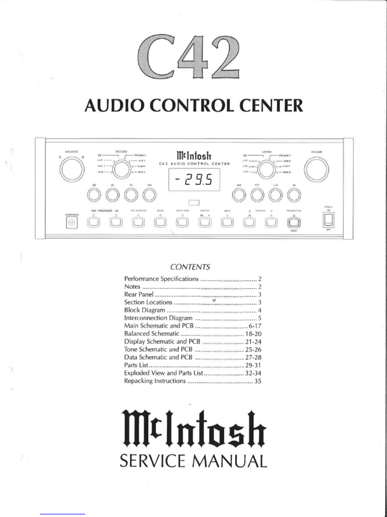 McIntosh C42 Audio Control Manual | PDF | Electrical Impedance | Capacitor
