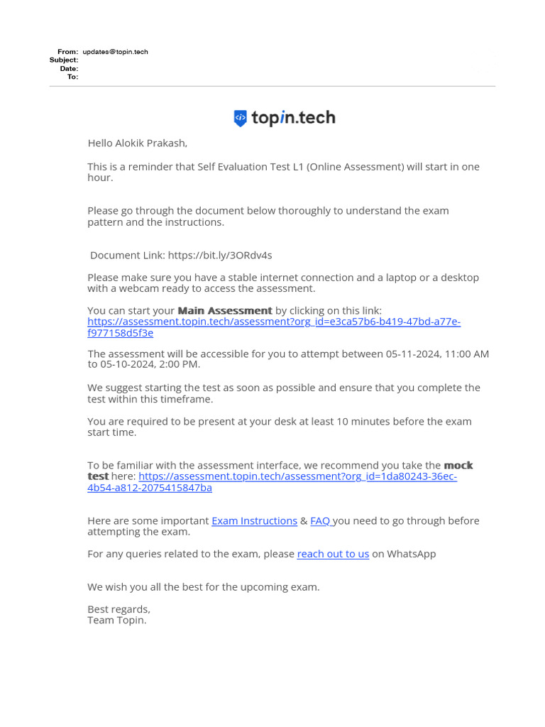 L1 Online Assessment Reminder Pdf