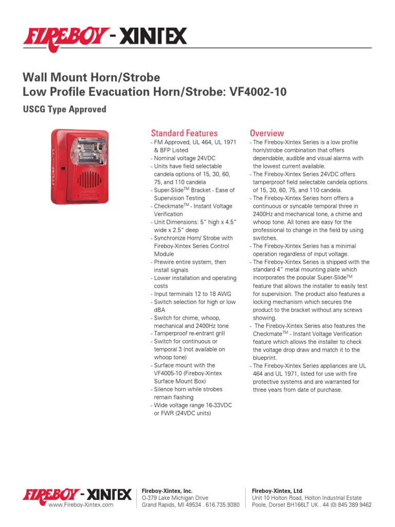 Item 4F - Wall Mount Horn Strobe VF4002-10 | PDF | Rectifier ...