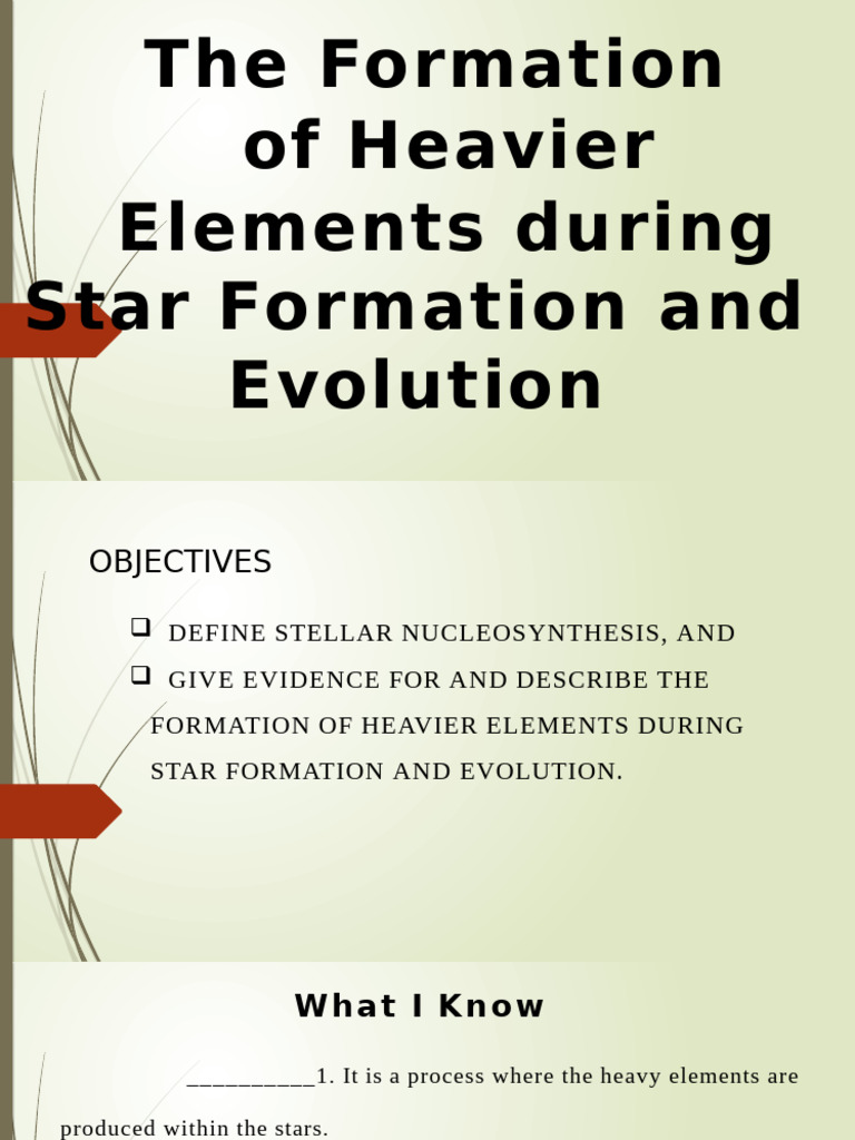 PhysicalScience11 Module1 Formation of Heavier Elements 1 | PDF | Stars | Star Formation