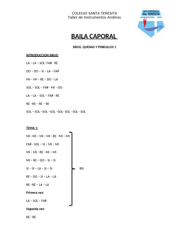 Baila Caporal - Sikus, Quena y Pinkullo 1 | PDF