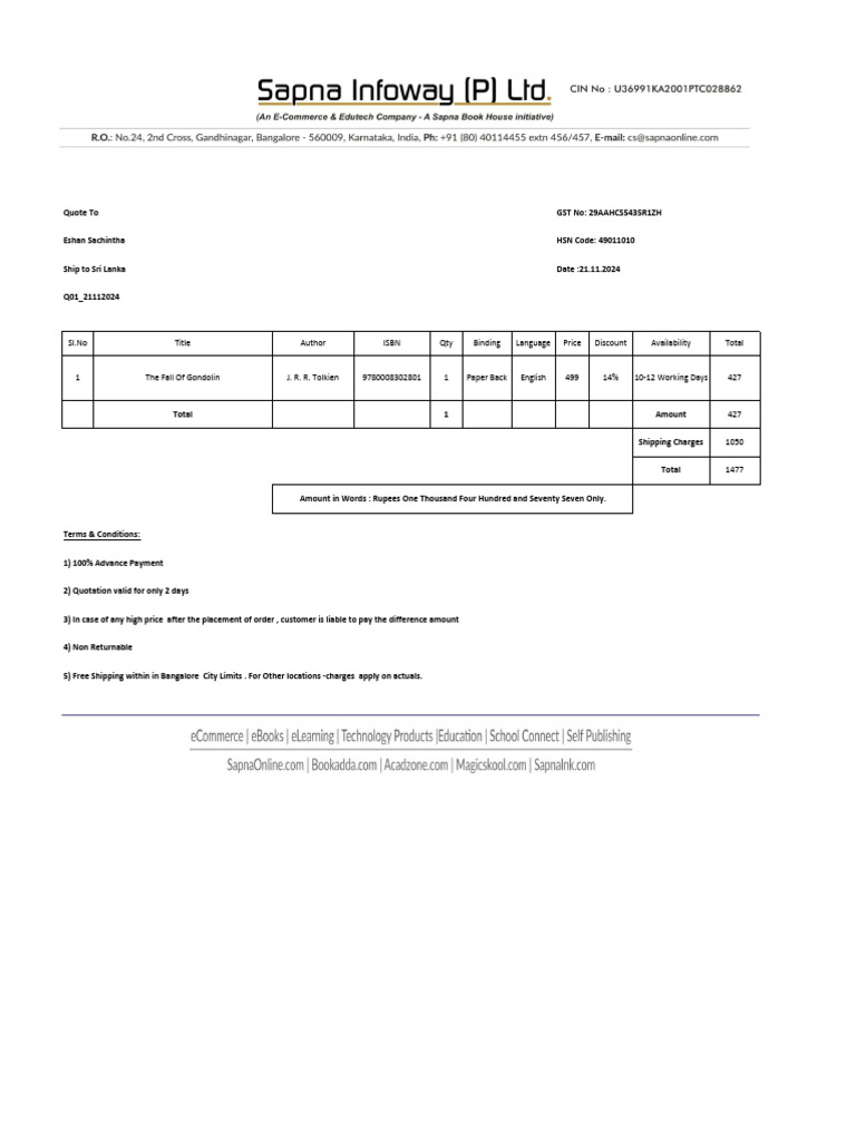 SL - No Title Author Isbn Qty Binding Language Price Discount ...