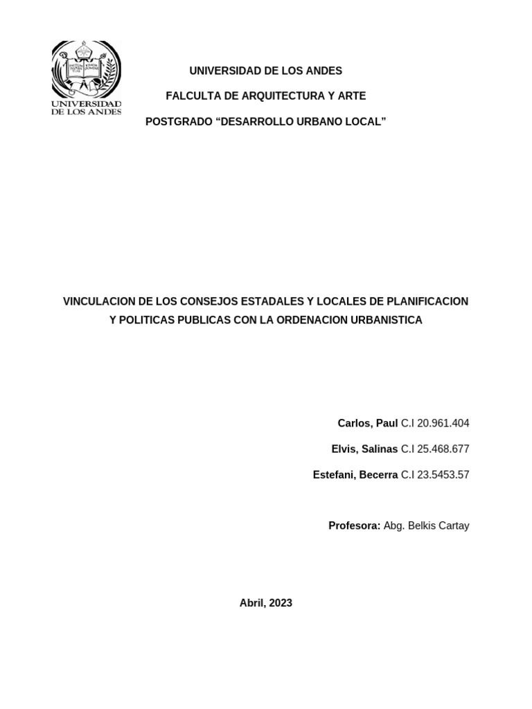 Trabajo Escrito Estefani Becerra. Correcion BJAU | PDF | Urbanismo | Planificación urbana