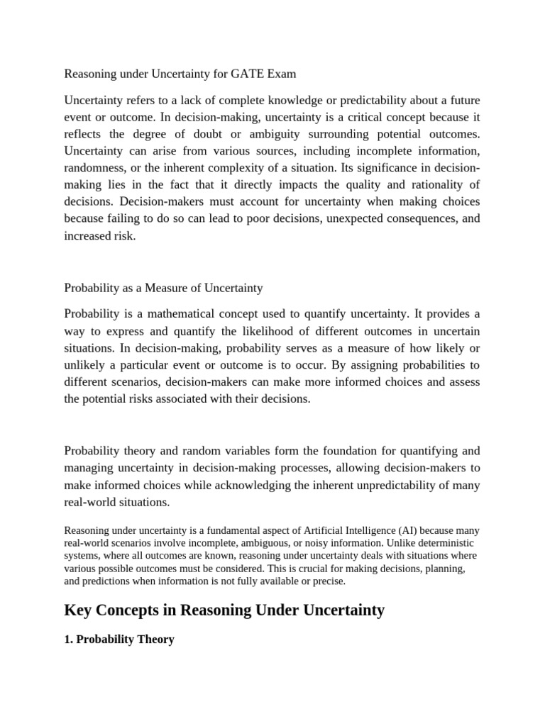 Reasoning Under Uncertainty Guide | PDF | Bayesian Inference | Uncertainty
