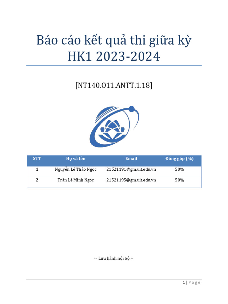 (NT140.O11.ANTT.1.18) Báo Cáo Thi Gi A Kì | PDF