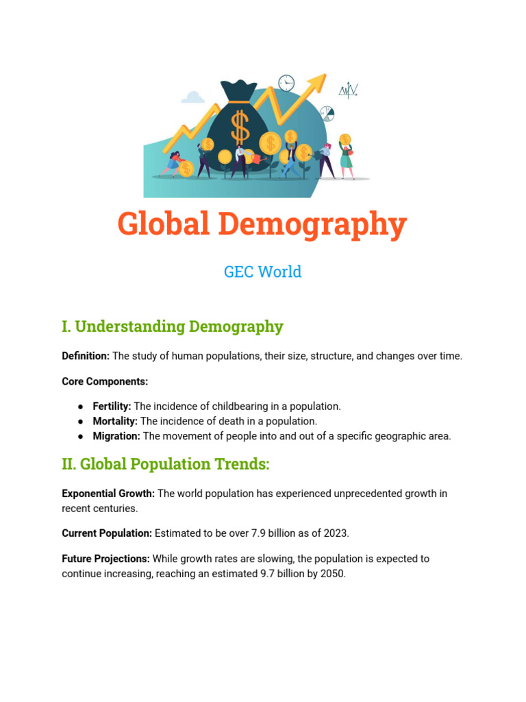 Global Demography (Notes) | PDF | Demography | Population