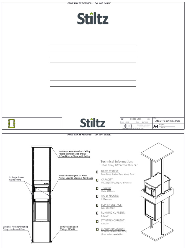 Lifton Trio Alta Lift Specifications | PDF | Elevator | Door