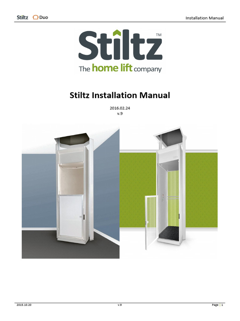 Stiltz Duo Home Lift Installation Guide | PDF | Personal Protective ...